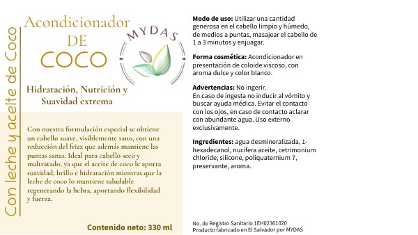 Etiqueta acondicionador de coco | Genially