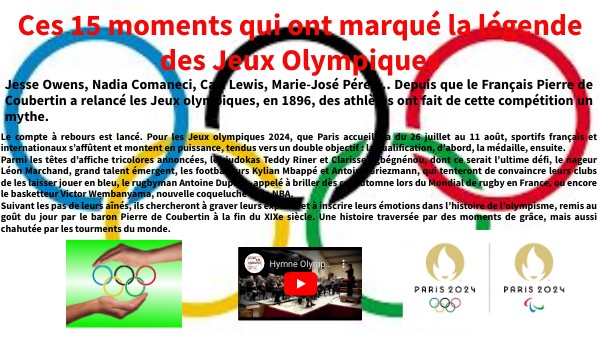 Les 15 événements qui ont marqué la légende des Jeux Olympiques | Genially