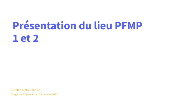 Présentation lieu PFMP 1et2 1MA | Genially