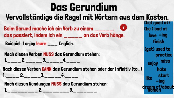 Regel zum Gerundium