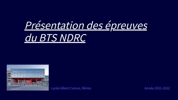 Présentation des épreuves du BTS NDRC | Genially