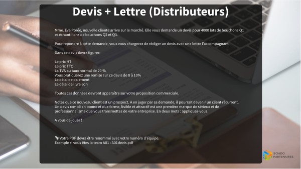 Challenge - Devis + Lettre (Distributeurs) | Genially