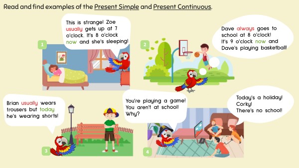 Present Simple, Present Continuous | Genially