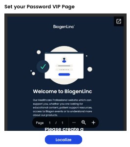 Set your password VIP Page
