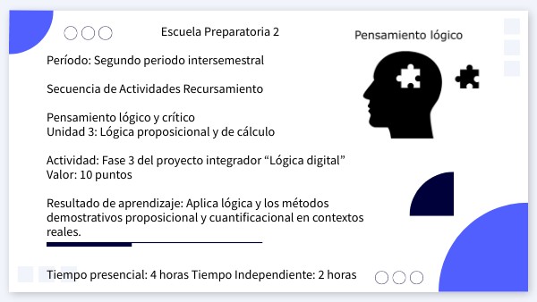 Actividad: Fase 3 del proyecto integrador “Lógica digital” | Genially