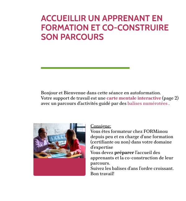 Accueillir un apprenant et coconstruire un parcours | Genially