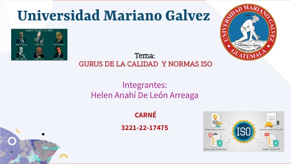 GURUS DE LA CALIDAD Y TIPOS DE NORMAS ISO | Genially