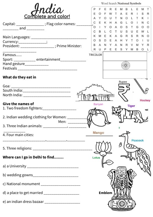 India Worksheet by Hannah Lucas | Genially
