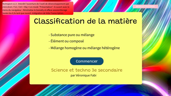 Classification de la matière (ST3) | Genially