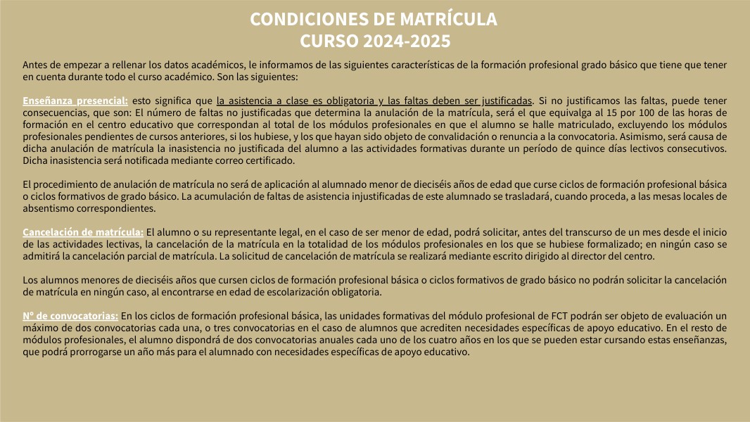 CONDICIONES MATRICULA 24-25 FP | Genially