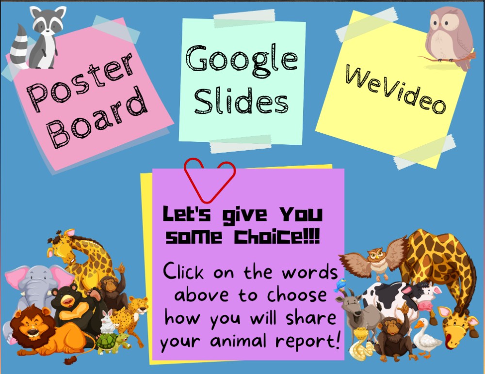 2nd Grade Animal Report Choice Board