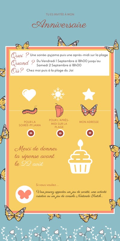 Invitation soirée-pyjama à mon anniversaire 2023 | Genially
