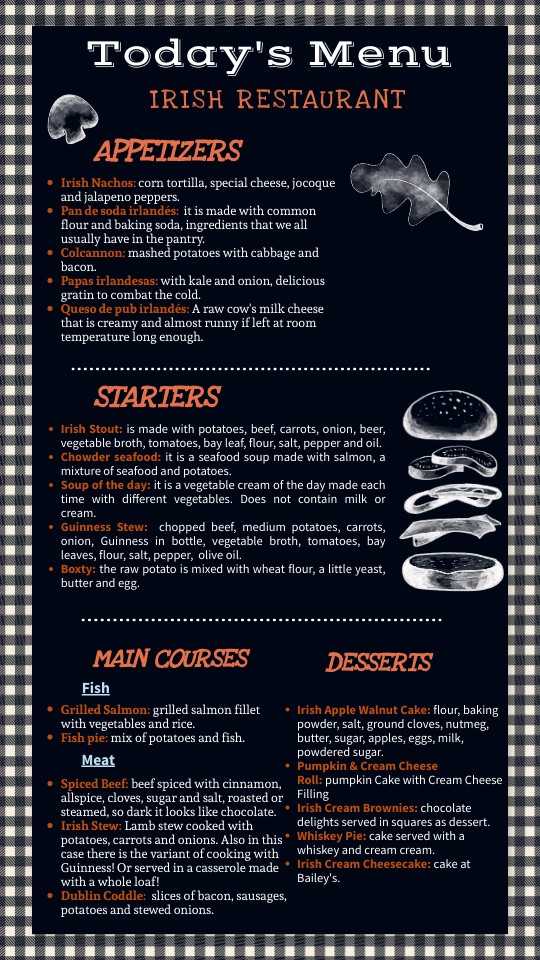 Menú Irlandés