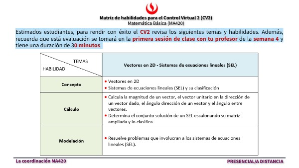 Matriz de habilidades (CV2)
