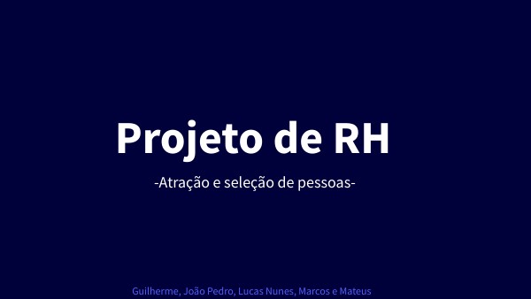 Projeto de RH | Genially