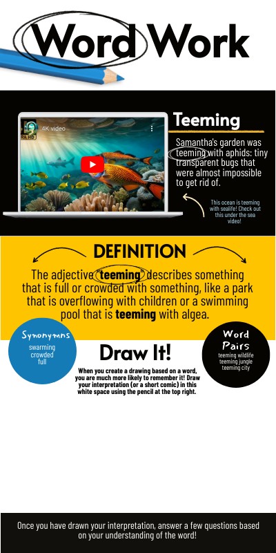 6th - Word Work Wednesday - Teeming - #8