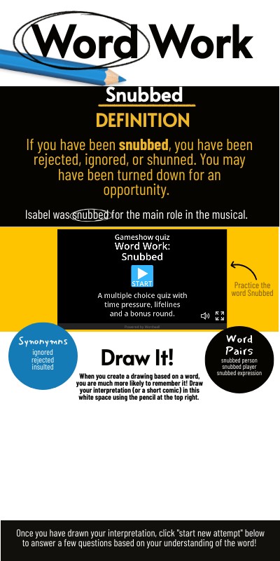 6th - Word Work - Snubbed - #20