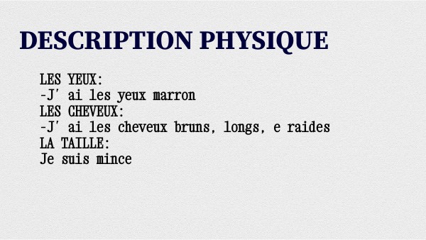 DESCRIPTION PHYSIQUE | Genially