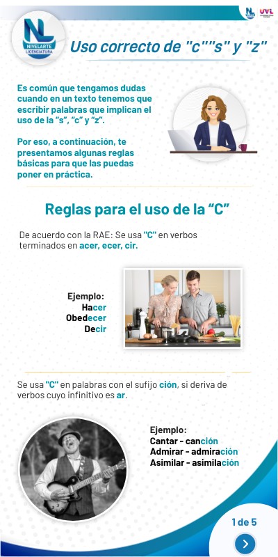 Uso correcto de "c""s" y "z"_INFOGRAFIA_NIVELARTE_LICENCIATURA | Genially