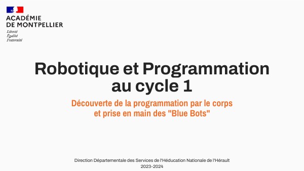 Robotique et programmation au Cycle 1 | Genially