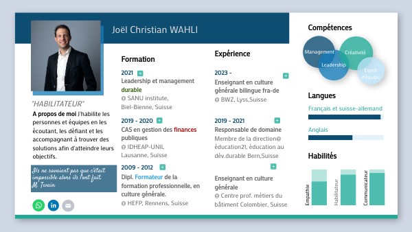 Joël Wahli, CV INTERACTIF | Genially