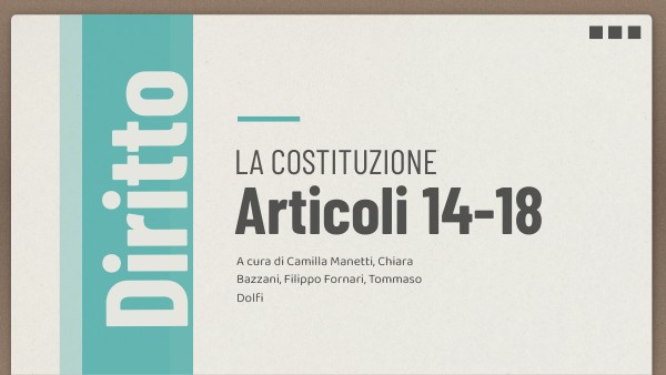Presentazione articoli 14-18 | Genially