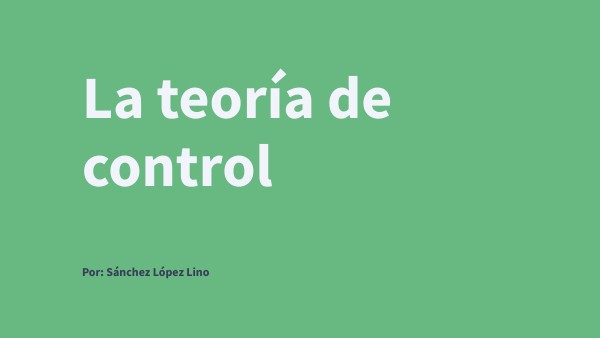 Investigación Introducción a la teoría de control
