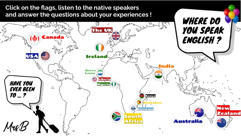 ENGLISH SPEAKING WORLD / DIFFERENT ACCENTS AND VOCABULARY / EXPERIENCES ...