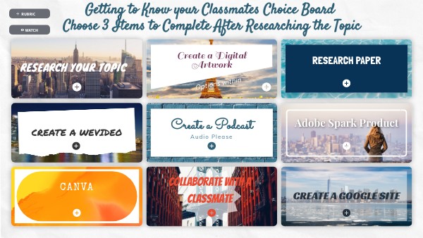 Getting to Know Your Classmates Choice Board | Genially