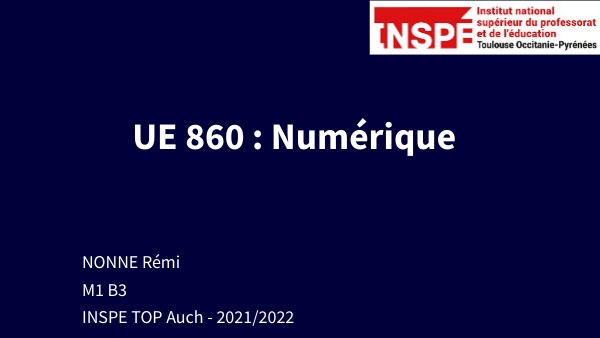 UE 860 : Numérique Rémi NONNE | Genially