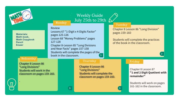 4th A-B Weekly Guide- July 25th to 29th