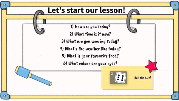 Warm-up activity @englishtutorstreasure | Genially