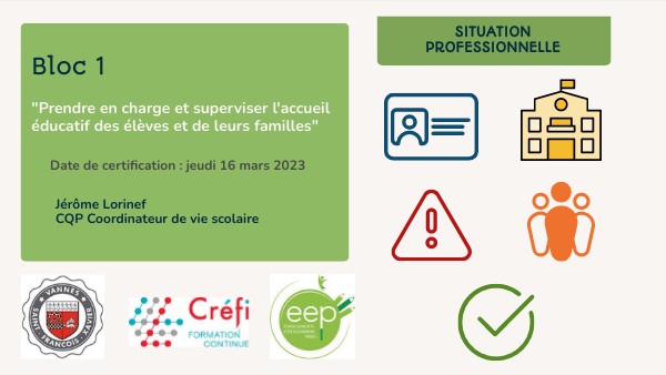 Bloc 1 CQP CVS - Situation professionnelle | Genially