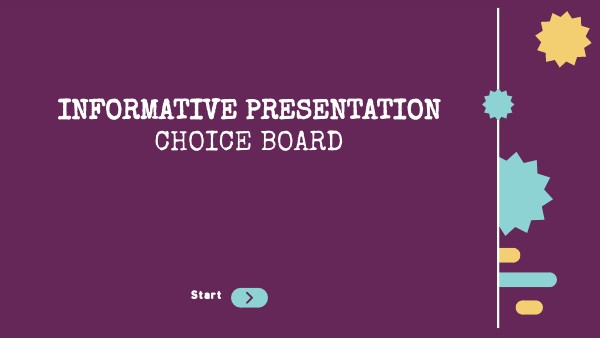 Informative Presentation Choice Board