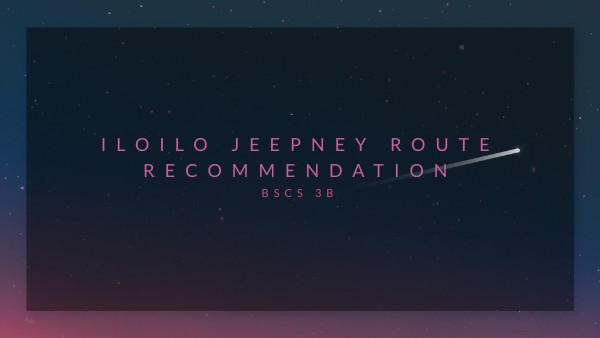 Iloilo Route Recommendation System
