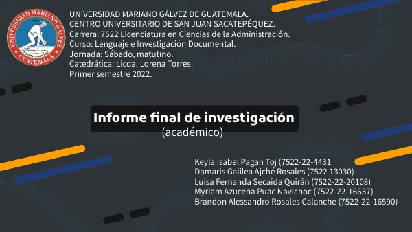 Informe final de investigación (académico) | Genially