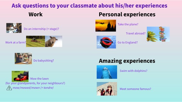 Pair work present perfect