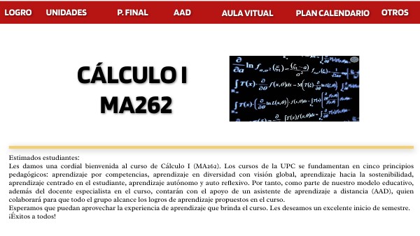 Presentación del Curso MA262 (A DISTANCIA)