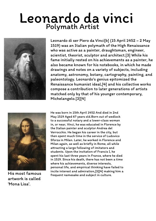 Artist Research Template | Genially