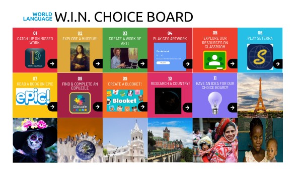 TEMS 7th grade World Language Choice Board