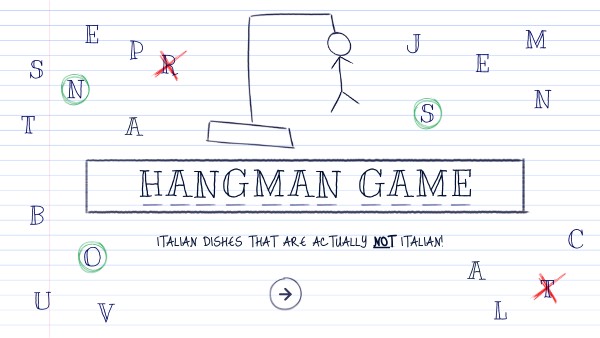 HANGMAN GAME - Italian dishes | Genially