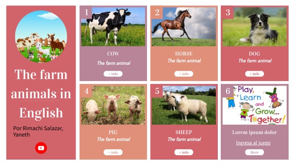 The farm animals in English | Genially