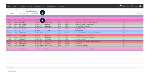 Case Coordination - Surgery Boards OR View
