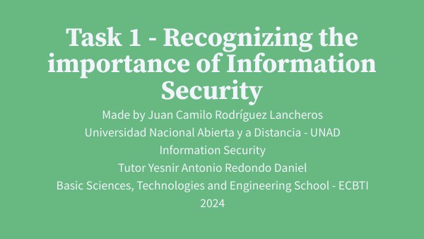 Task 1 - Recognizing the Importance of Information Security | Genially