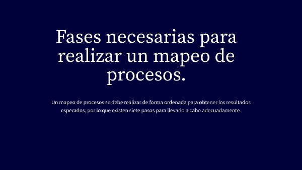 fases necesarias para realizar un mapeo de procesos. | Genially