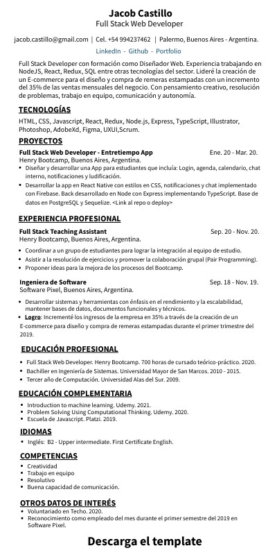 CV Henry - Template | Genially