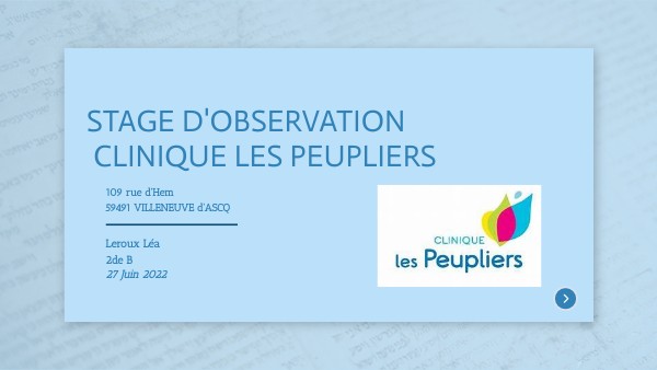 Stage d'observation | Genially