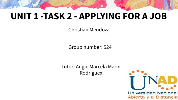 TASK 2. Applying For A Jobtulo | Genially