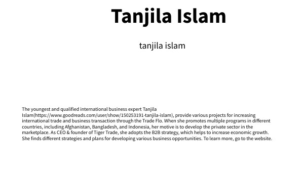 Tanjila Islam | Genially