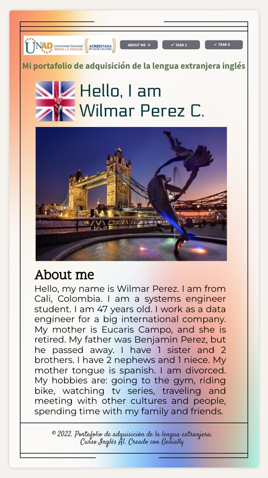 Portafolio Wilmar Perez Ingles A1 | Genially